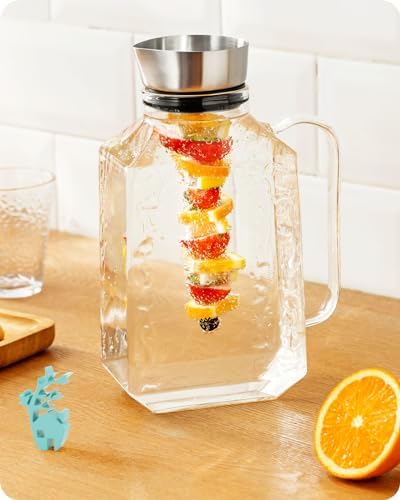 Baffect Glaskaraffe mit Deckel, Karaffe mit Fruchteinsatz, Hitze- und ...