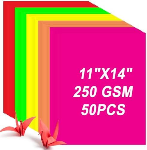Amazon.com : Tenceur 50 Pieces Neon Poster Board 11" x 14" Neon ...