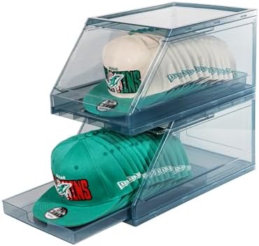Amazon.com: SCAVATA 6 Pack Hat Organizer Box, Stackable Clear Baseball ...