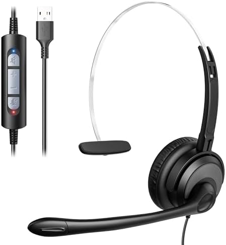 Voistek USB Headset with Microphone for PC Laptop,Wired Computer ...