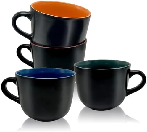 Ceramic Bowl and Mug Set 24 oz. Soup Mug with Handle for Formal Meals ...