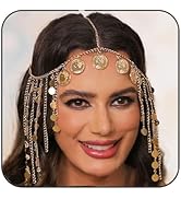 Amazon.com: Aukmla Sequin Boho Head Chain Jewelry Gold Headpiece Hair ...