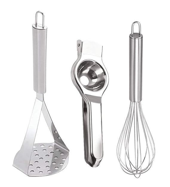 Buy Stainless Steel Kitchen Utensils Set, Potato Masher, Lemon Squeezer ...
