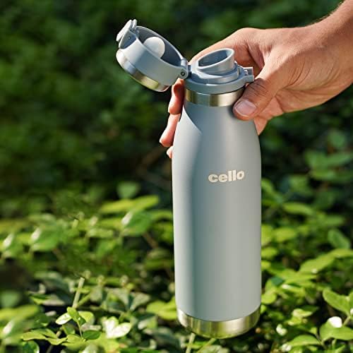 Cello Duro Jet Stainless Steel Flask, 600ml, Grey | 24 Hours Hot and ...