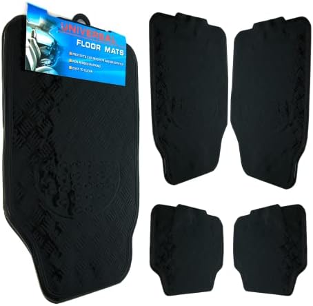 ZENO Universal Metallic Car Mats - 4 Piece (Front + Rear) | Non-Slip ...
