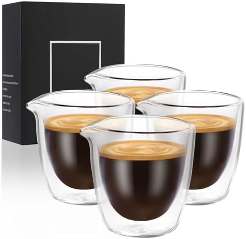 Amazon.com | Qipecedm Espresso Cups Set of 2, 4 OZ Double Spouts Cups ...