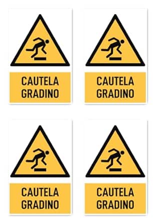 Stickers: 112.5 x 75 mm, Pack of 4 – Caution Level – Warning Sign with ...