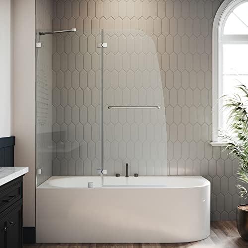 36 in. W x 55 in. H Bathtub Shower Door with Towel Bar, liftable and ...