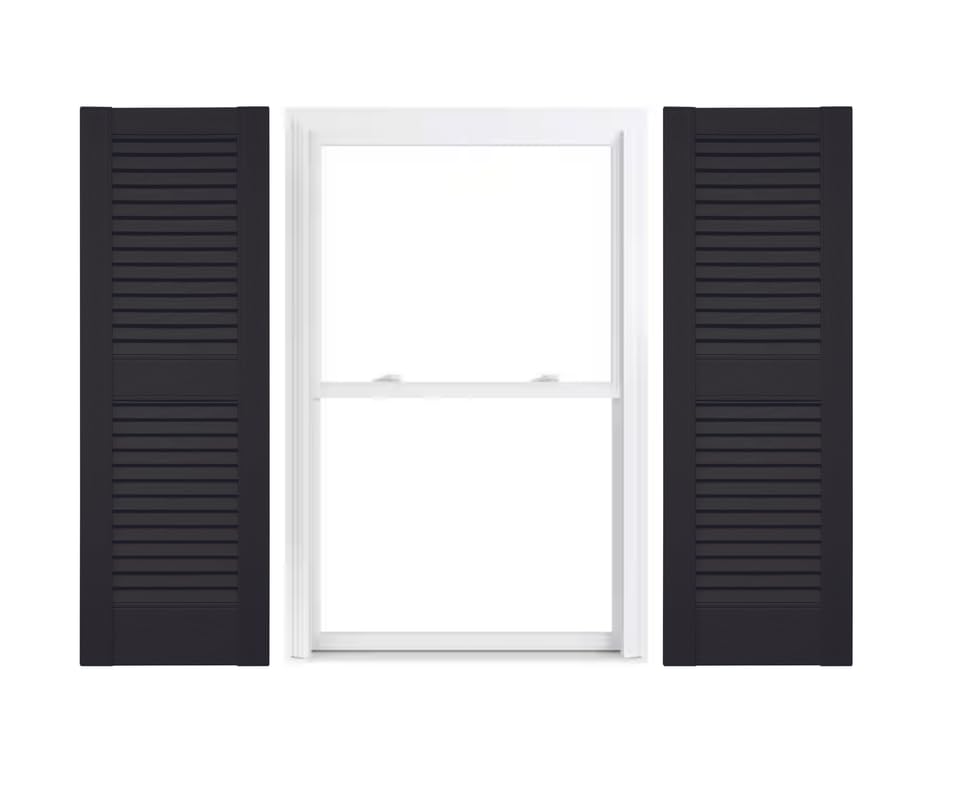 Amazon.com: Duralok Vinyl Exterior Shutters | One Pair | Louvered 50/50 ...