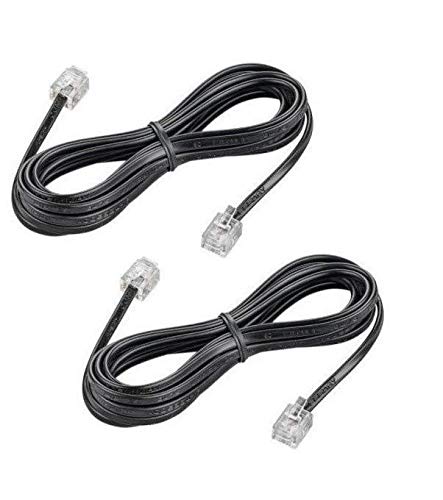 River Fox 2C - 5 Meter RJ11 Telephone Modem Line Cable (Black) (Pack of ...