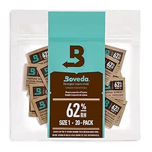 Boveda 62% Humidor Packets - 2 Way Humidity Control Packs- Size 1 - 20 ...