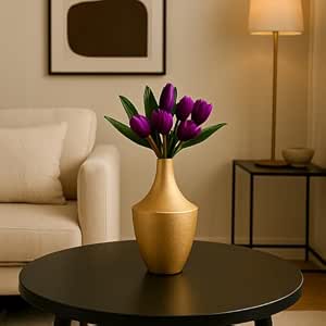 Buy Market99 Golden Metal Flower Vase|Crackle Design Surahi Shape ...