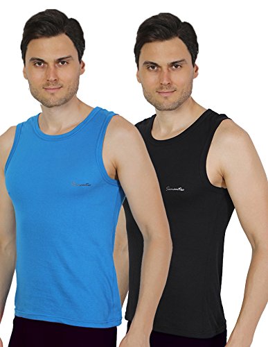 Buy Semantic Mens 100% Cotton Gym Vest (Baniyan) (Royal Blue & Black ...