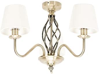 ValueLights | Antique Brass 3 Light Chandelier with Fabric Lampshade | Chandeliers, Home Décor ...