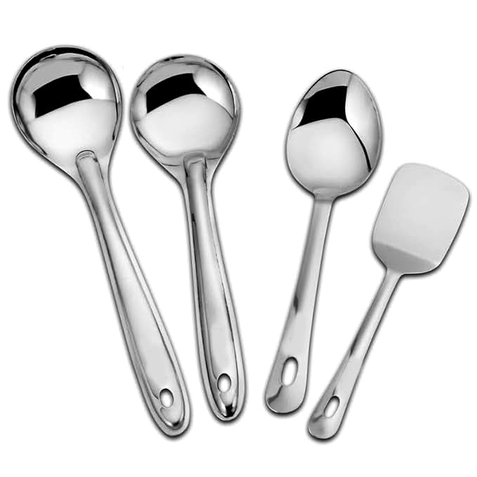 Buy 4-Piece Stainless Steel Kitchen Utensil Set for Cooking and Serving ...