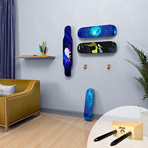 Snapklik.com : Skateboard Wall Mount Hanger, Wood Skateboard Hanger ...