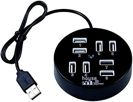1Goal USB Hub 8 Ports, 8 Port USB Hub Round, USB 2.0 Port Data ...