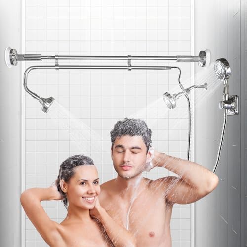 DEVA Dual Shower Head for Couples, Double Shower System for Two People, 6+3 Adjustable Spray ...