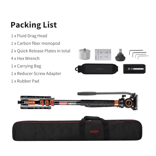 Cayer FP34 Professional Video Camera Monopod Kit 71 inch Lightweight ...
