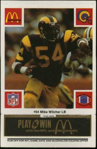 Mike Wilcher "Los Angeles Rams" McDonald's NFL Play & Win 1986 Football ...