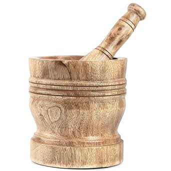 Amazon.com: Wooden Mortar and Pestle Set - Handcrafted Mango Wood ...