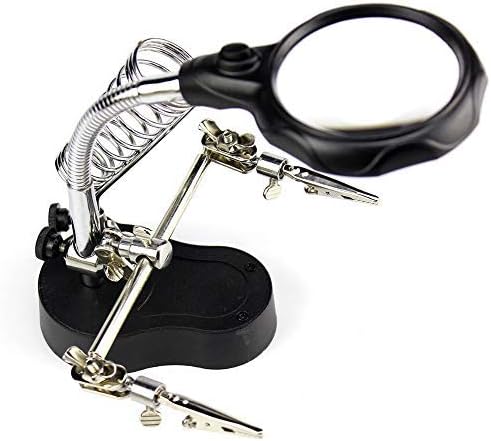 5 LED Light Magnifier Magnifying Glass Helping Hand Soldering Stand ...