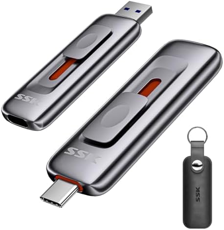 SSK 2TB USB Flash Drive Up to 1000MB/s, Dual USB 3.2 Gen2 Memory Stick ...
