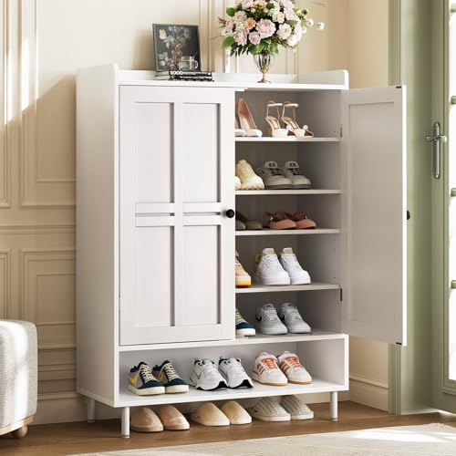 Amazon.com: ComfyCorner White 7+1 Tier Farmhouse Shoe Storage Cabinet ...