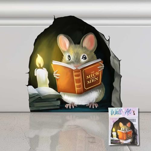 Mouse Reading Book, Wall Decor Sticker Decal, Kids Room, Classroom ...