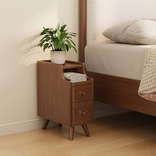 Amazon.com: Narrow Nightstand for Bedroom, Solid Wood Bedside Table ...
