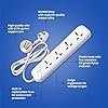 Elcom- Universal Power Strip, 4 Sockets with Illuminated Switch, White ...