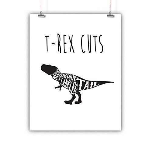 Amazon.com: T Rex Dinosaur Meat Cuts Kitchen Artwork, Poster, Print ...