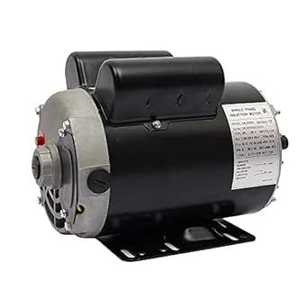 Air Compressor Electric Motor, 5 HP SPL 3450 RPM, 208-230 Volt Single Phase, 56 Frame 5/8" Keyed ...