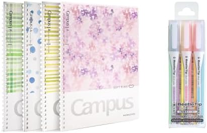 Amazon.com : KOKUYO 4 Pack Spiral Notebook, Campus B5 Subject Notebooks ...