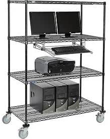 Amazon.com: Nexel 250116BK 4-Shelf Mobile Wire Computer LAN Workstation ...