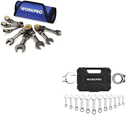 WORKPRO 8-Piece Flex-Head Stubby Ratcheting Combination Wrench Set ...