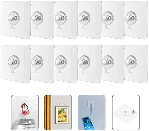 flintronic 24PCS Picture Hooks, Self-Adhesive Sticky Hooks for Hanging ...