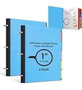 Amazon.com : Tashkummy Pivotable Refillable Notebook, 1 Inch 3 Ring Notebook Binder, 100 College ...