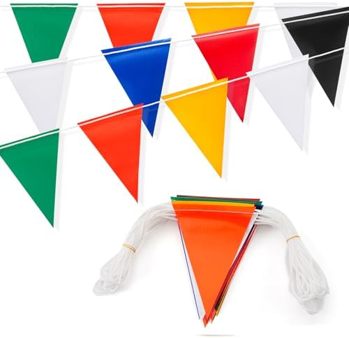 Amazon.com: 105FT Safety Warning Pennant Banner Flags – Multipurpose ...