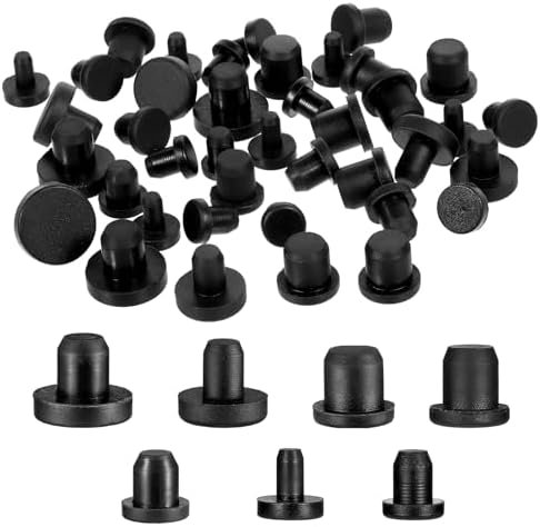 50 Pcs 5 Sizes Silicone Hole Plug Black Rubber Plugs for Round Holes ...