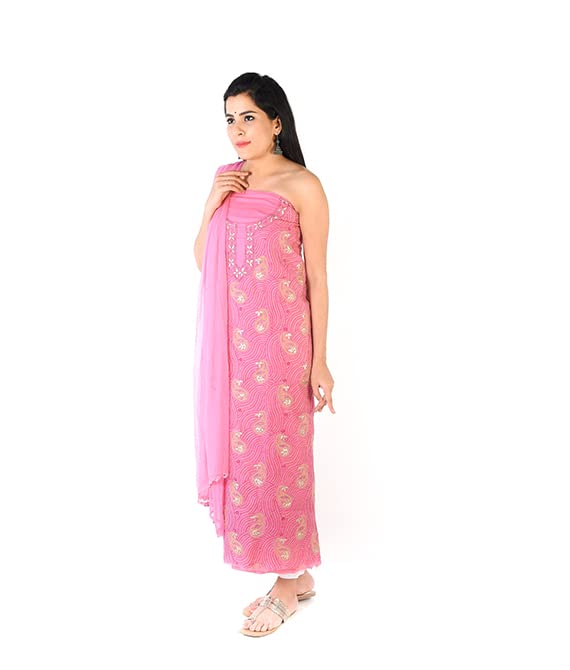 Buy Seva Chikan Hand Embroidered Dark Pink Cotton Lucknowi Chikankari ...