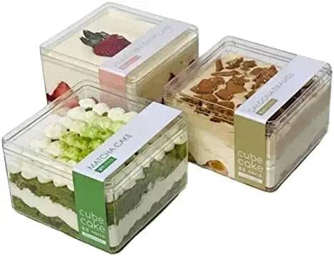 HOMEBAKERS MART 12 Pieces tub cake box clear Acrylic Plastic Square ...