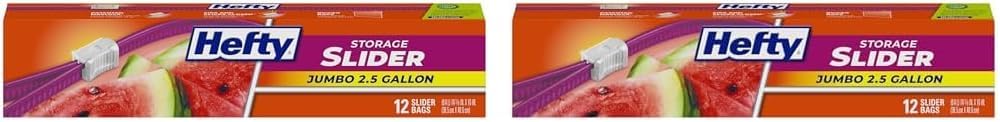 Amazon.com: Hefty Slider Jumbo Storage Bags, 2.5 Gallon Size, 12 Count ...