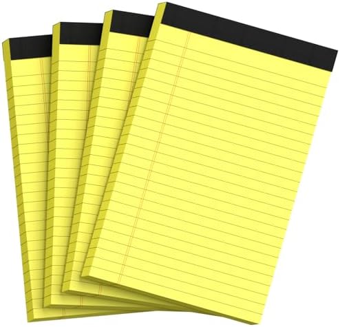 Amazon.com : Ciphyfee Yellow Legal Pads, 4 Pack Small Note Pads 5x8 In ...