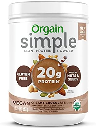 Amazon.com: Orgain Organic Simple Vegan Protein Powder, Chocolate - 20g ...