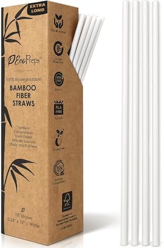 Amazon.com: 200 Count 100% Plant-Based Wrapped Compostable Straws ...