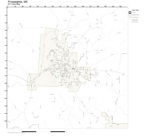 Buy ZIP Code Wall of Philadelphia, MS ZIP Code Laminated Online at ...