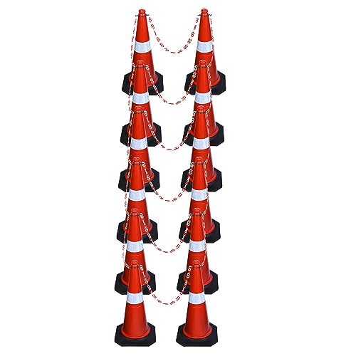 ABS INDUSTRY Safety Cones 12 Cones with 12 Meters S Hook Safety Chain ...