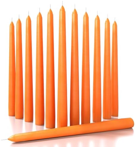 Amazon.com: Viyffo 10 Inch Orange Taper Candles Set of 12 Unscented ...