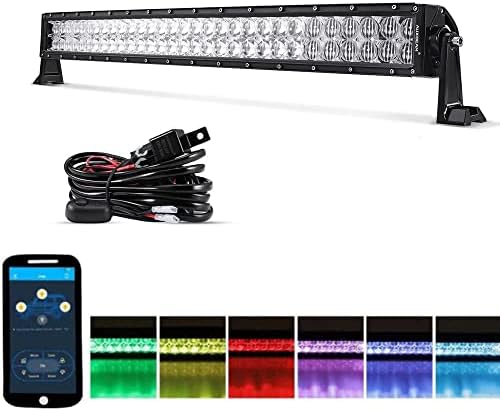 AUXBEAM 32 Inch RGB LED Light Bar Curved for Trucks, Multi Color Off ...